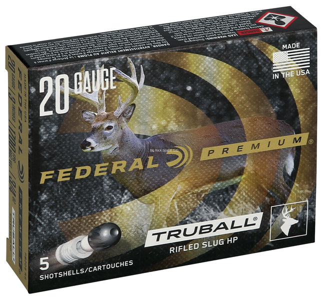 Federal RS Vital-Shok TruBall Rifled Slugs 20 GA, 3 in, 3/4oz, 1700 fp ...