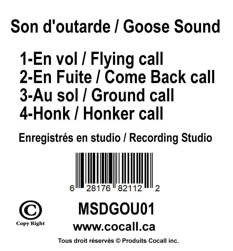 Cocall Canada Goose Sounds card – Hunters Headquarters Canada