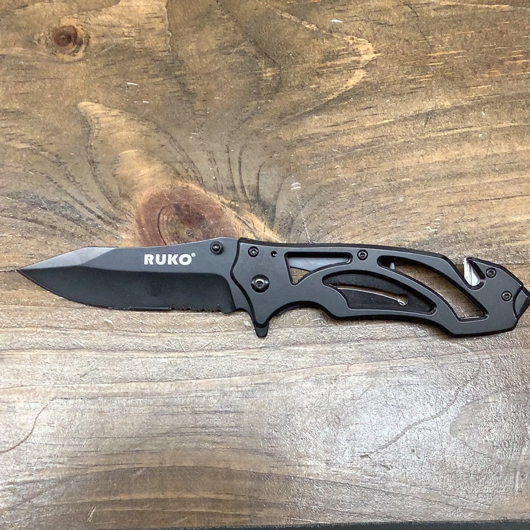 Ruko folding first responder knife, black – Hunters Headquarters Canada