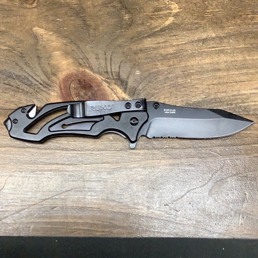 Ruko folding first responder knife, black – Hunters Headquarters Canada