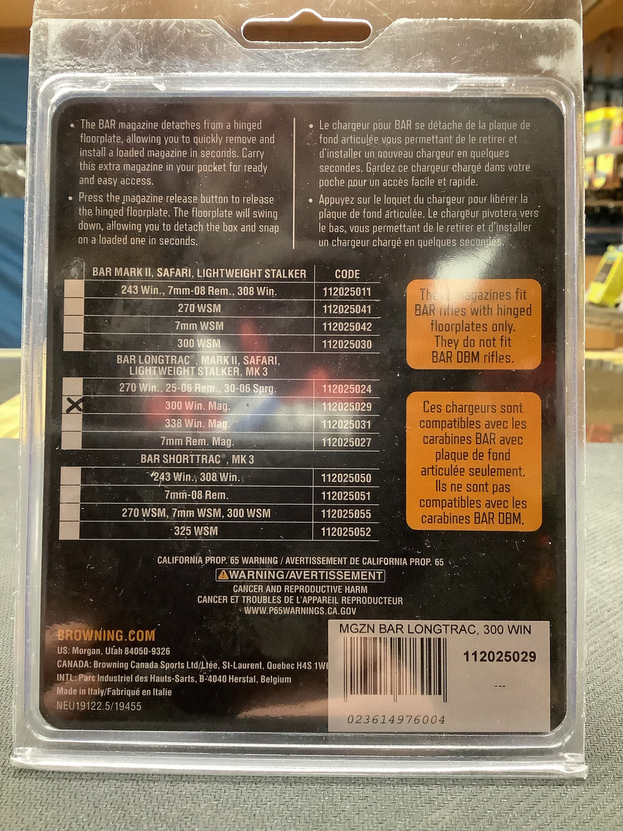 Browning BAR Rifle Magazine – MK 2, MK 3, LongTrac 112025029 – Hunters ...